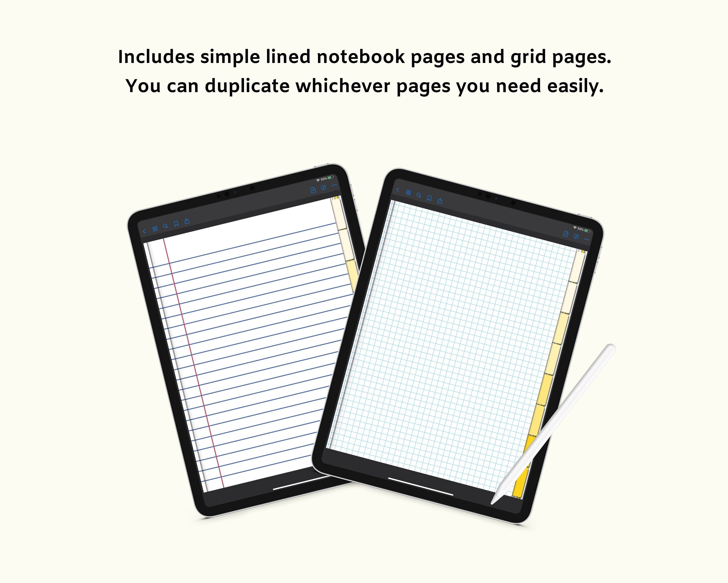 Yellow Notebook, Digital Composition Notebook, Notebook With Tabs ...