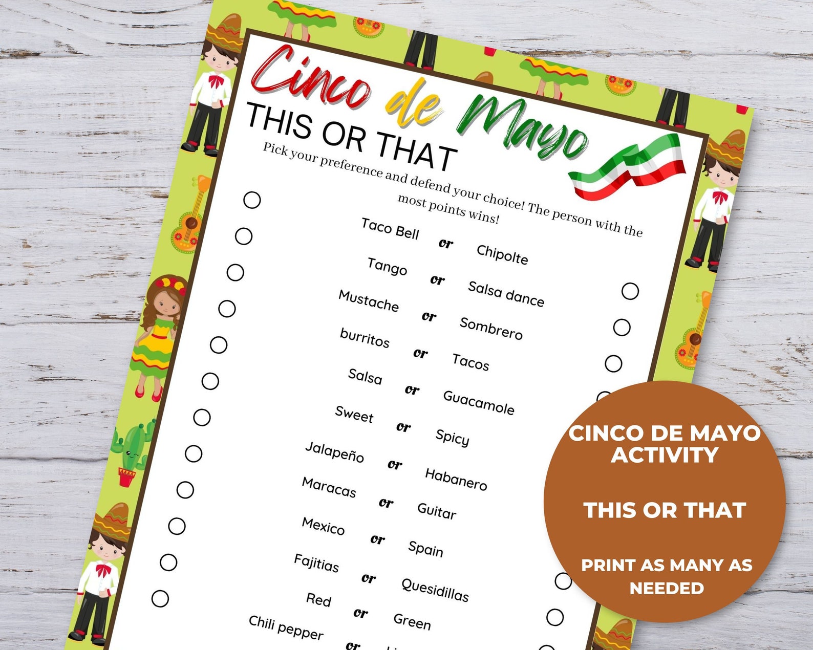 This or That Game, Cinco De Mayo Party Games, Fun Cinco De Mayo Games ...
