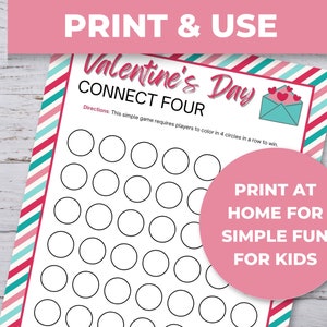 Valentine Connect 4 Game, Printable Valentines Day Game for Kids ...