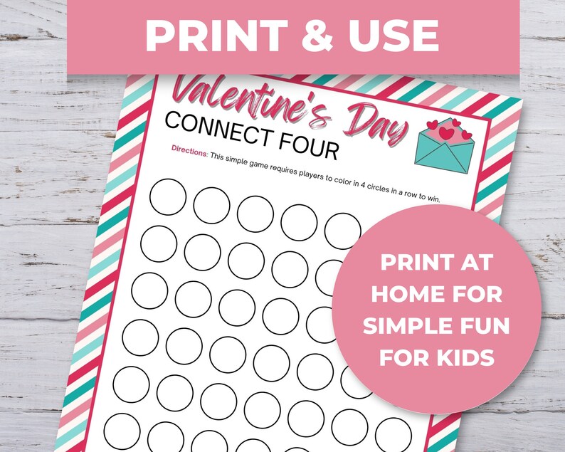 Valentine Connect 4 Game, Printable Valentines Day Game for Kids ...