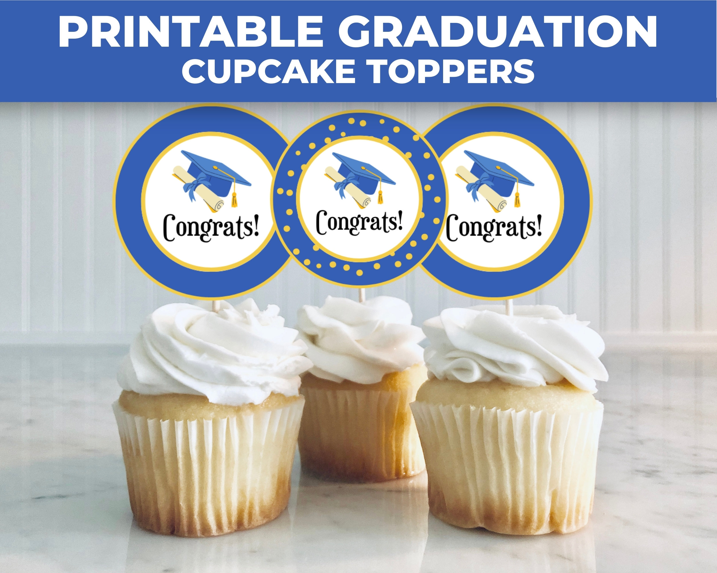 Printable Graduation Cupcake Toppers - Congrats!, Graduation - Etsy