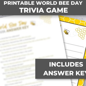 Bee Trivia Game, World Bee Day Printable, World Bee Day Trivia Game ...