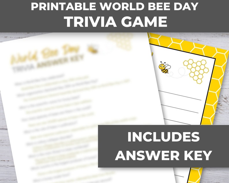 Bee Trivia Game, World Bee Day Printable, World Bee Day Trivia Game ...