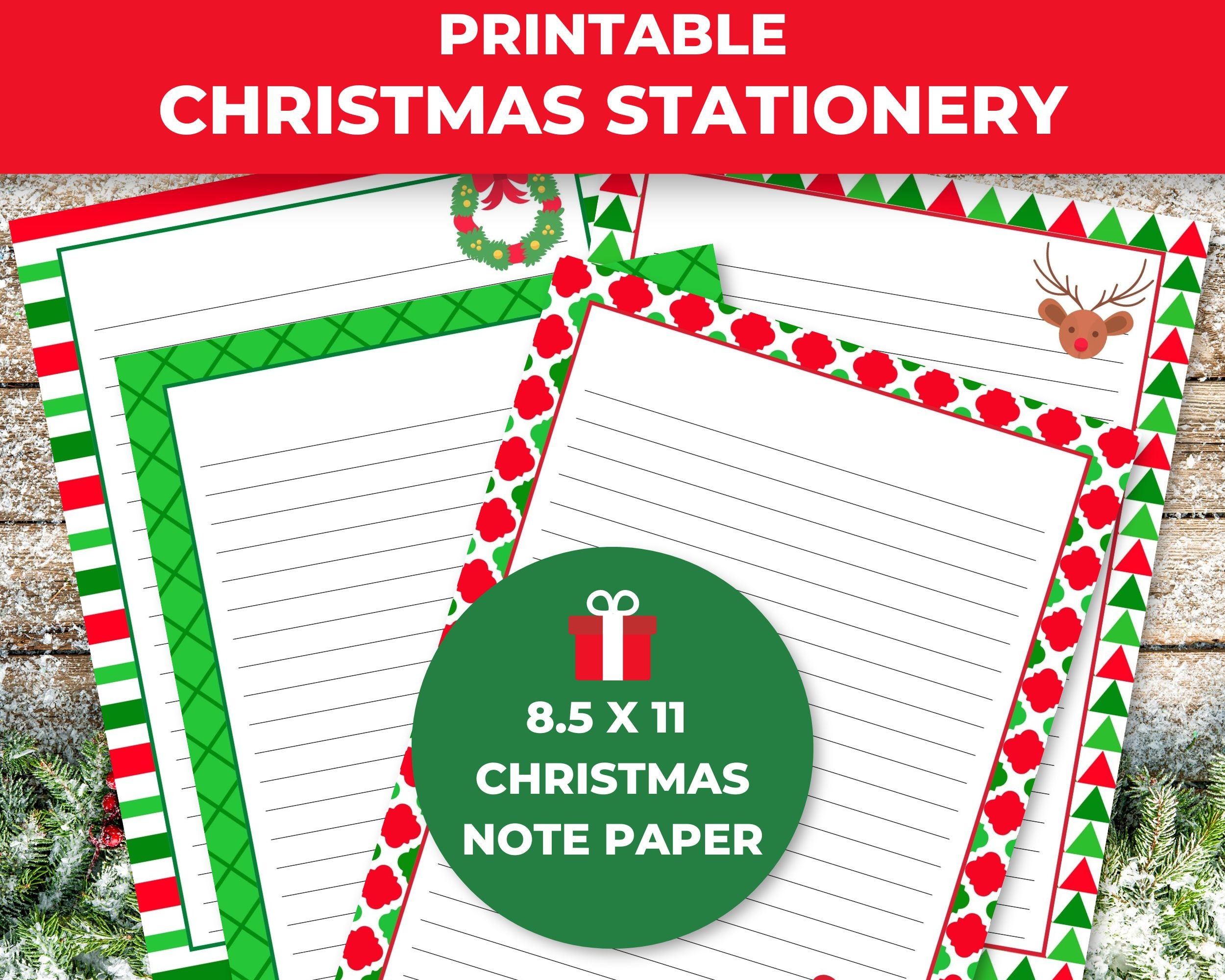 Printable Christmas Stationery Writing Paper, Christmas Letterhead ...