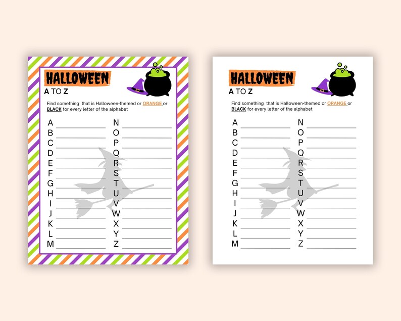 Halloween A to Z Game, Alphabet Game, Printable Halloween Game for Kids ...