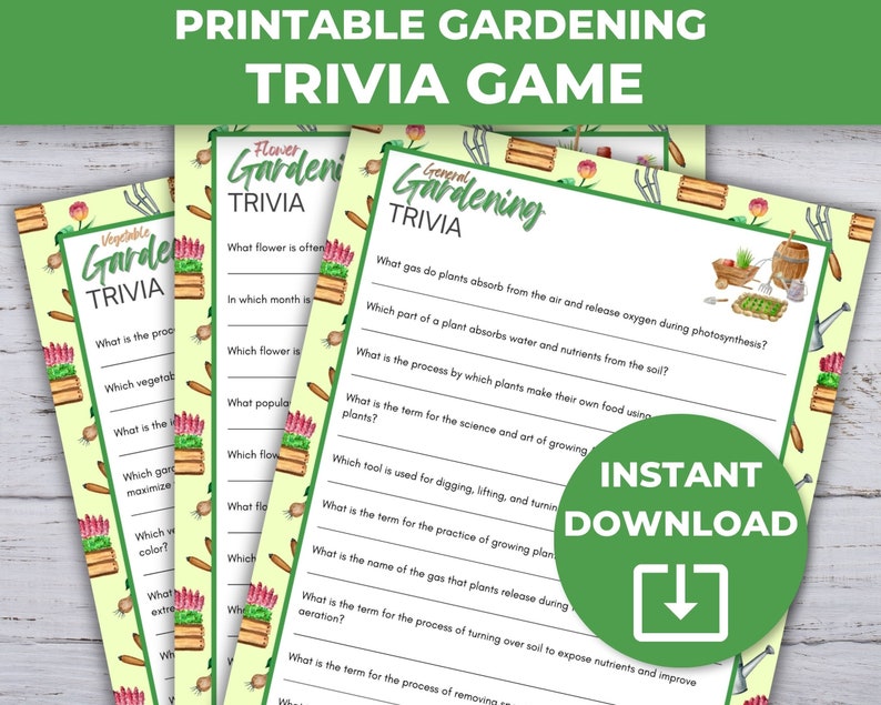 Gardening Trivia, Springtime Printable, Garden Party Games, Garden ...