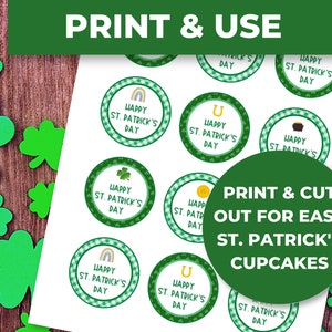 Printable St. Patrick's Day Cupcake Toppers - Etsy