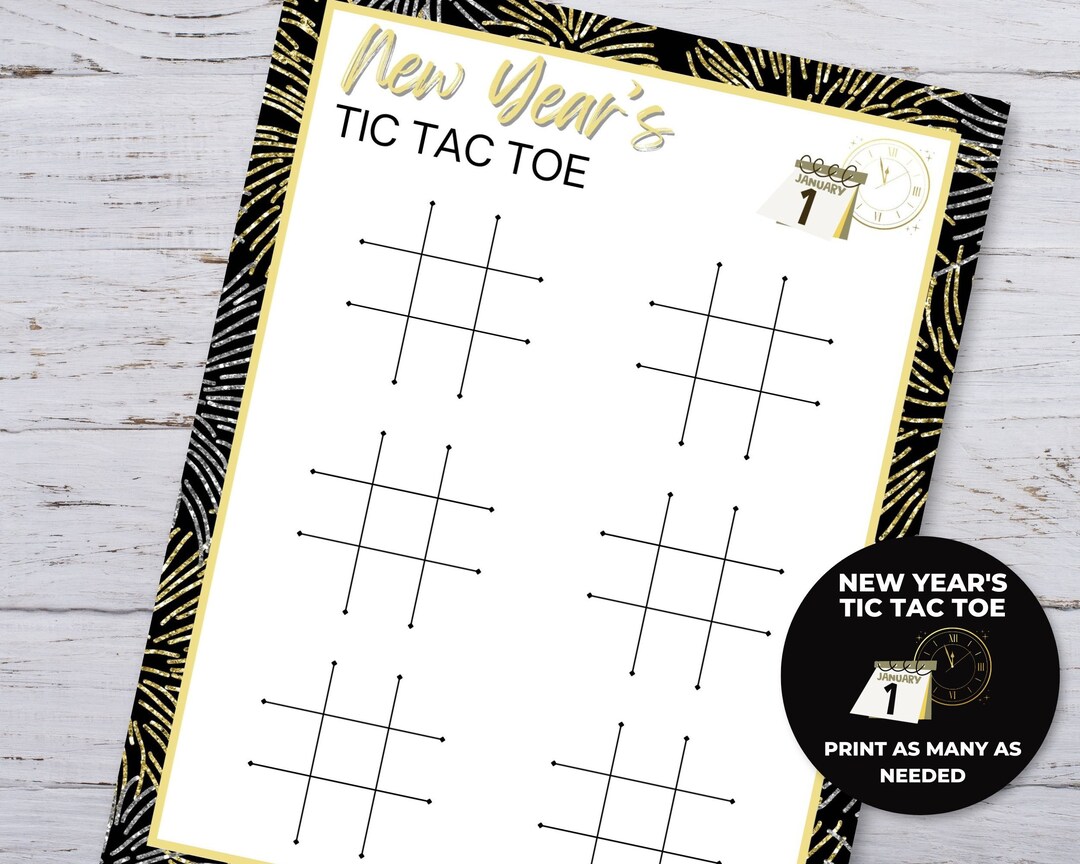 New Year Tic Tac Toe Game, New Year Games Printable, New Year Game for ...