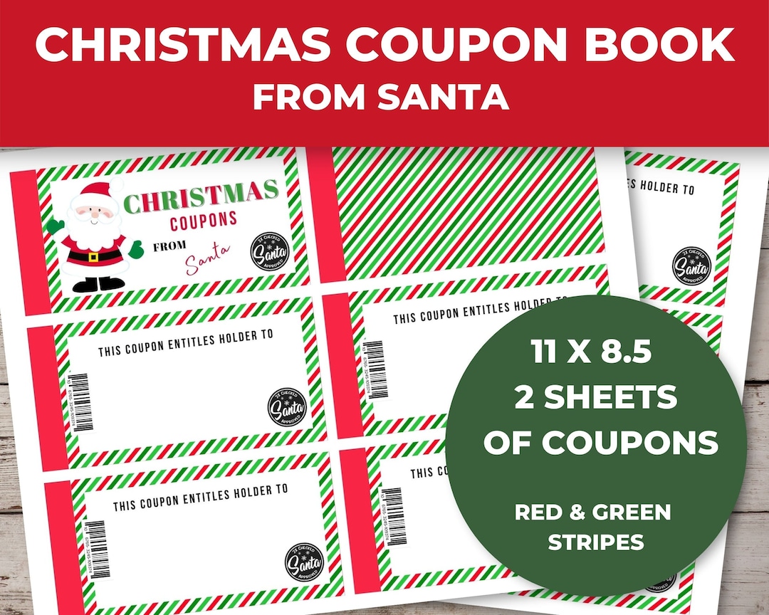 Printable Christmas Coupons From Santa, Christmas Coupon Book, Editable ...