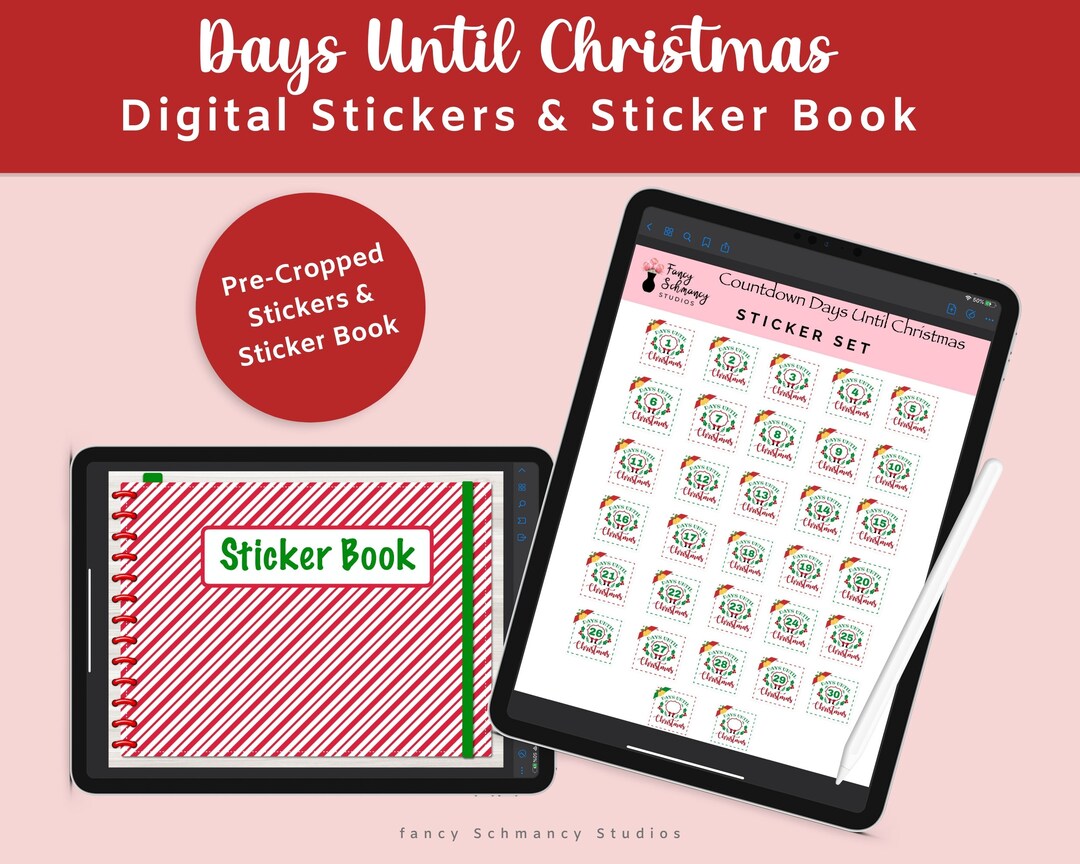 Days Until Christmas Stickers, Countdown to Christmas Digital Stickers ...