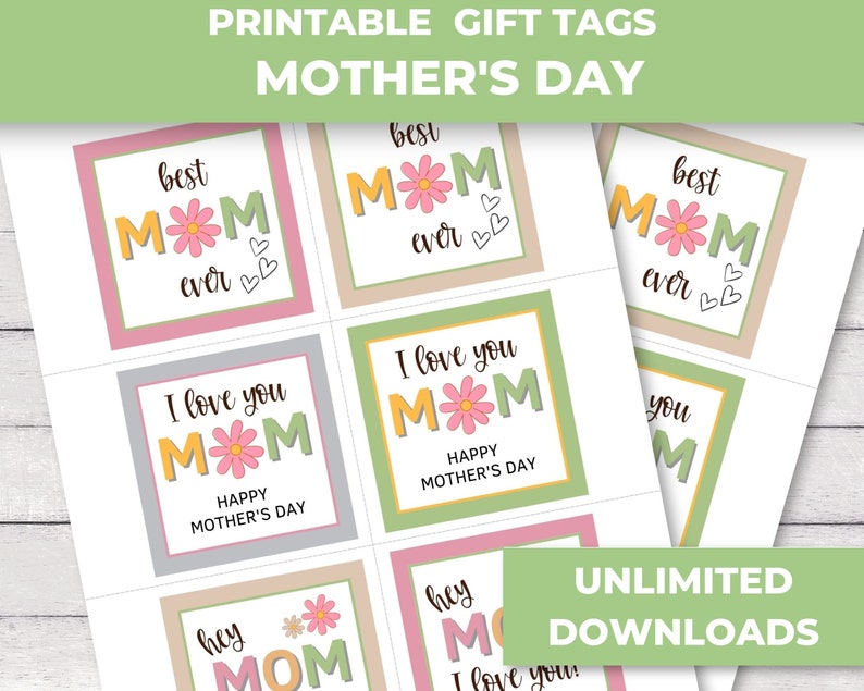 Mother's Day Gift Tags Printable Gift Tags for Mom Best - Etsy