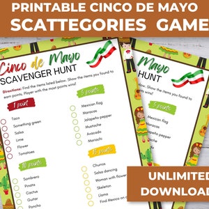 Cinco De Mayo Scavenger Hunt, Fiesta Party Games, Cinco De Mayo ...