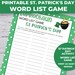 Printable St Patricks Day Game for Kids, St Patricks Day Word List Game ...