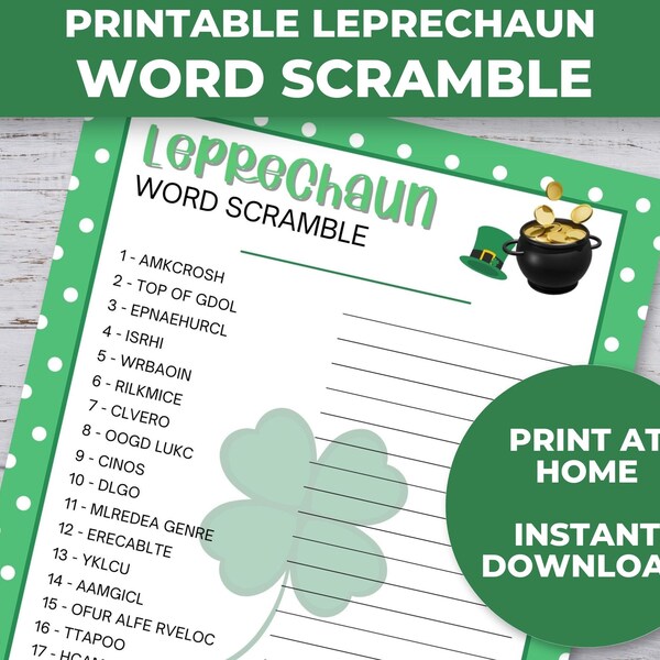 St Patricks Day Word Scramble - Etsy