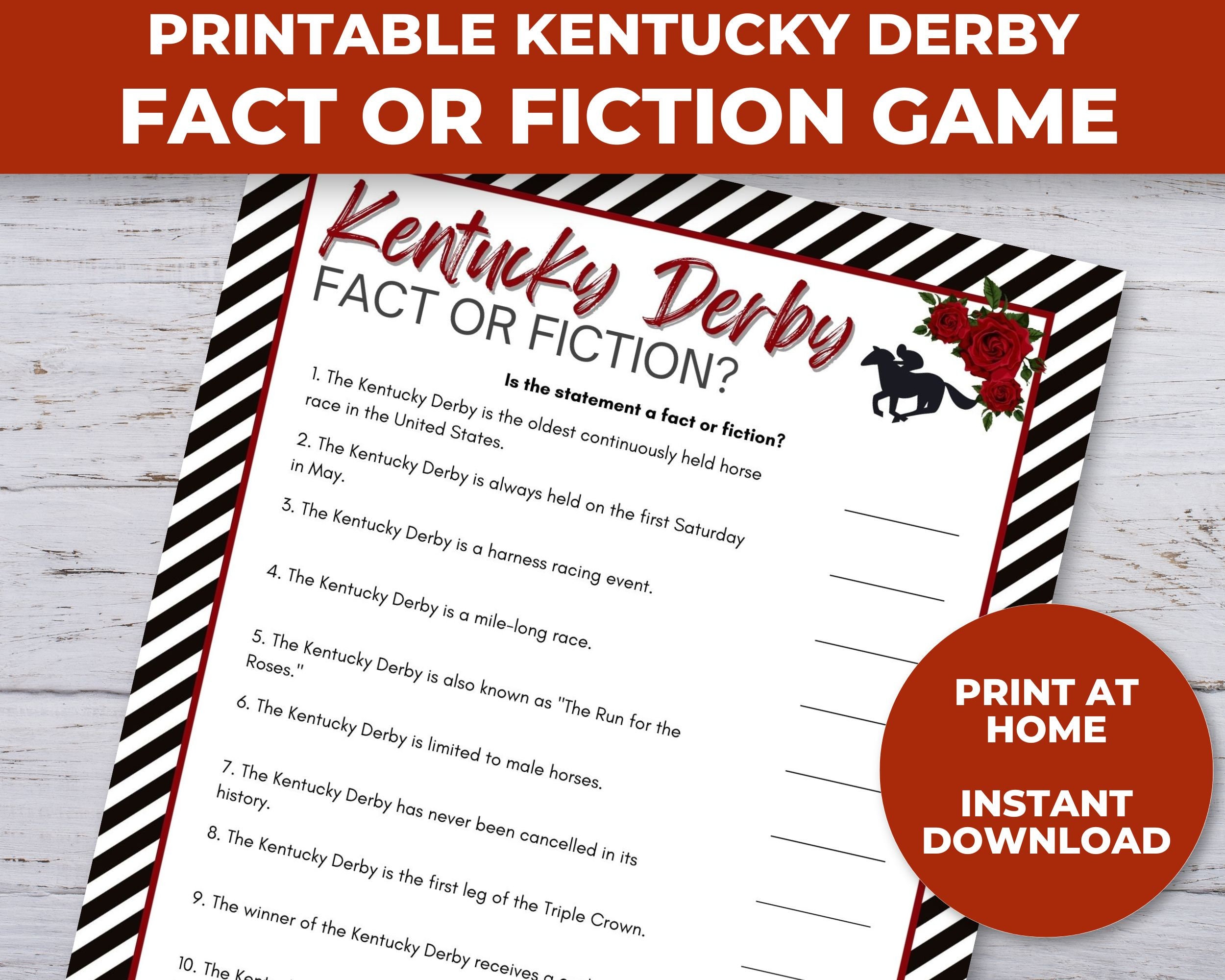Kentucky Derby Party Game, Talk Derby to Me, Triple Crown Party Game ...