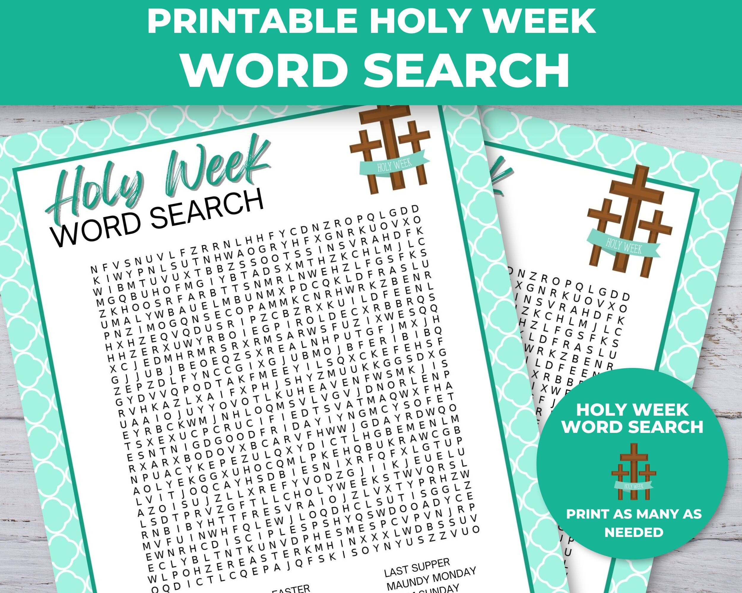 Holy Week Word Search Printable - Word Search Maker