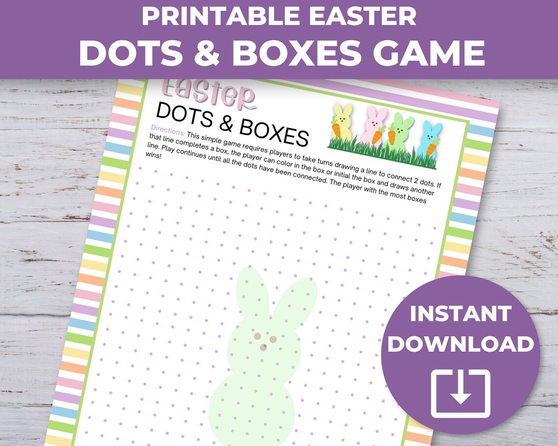 Easter Dots and Boxes, Printable Easter Game for Kids, Classroom ...