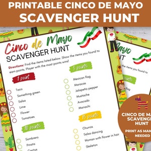 Cinco De Mayo Scavenger Hunt, Fiesta Party Games, Cinco De Mayo ...