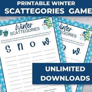 Printable Winter Scattegories Game, Winter Activities for Kids and ...