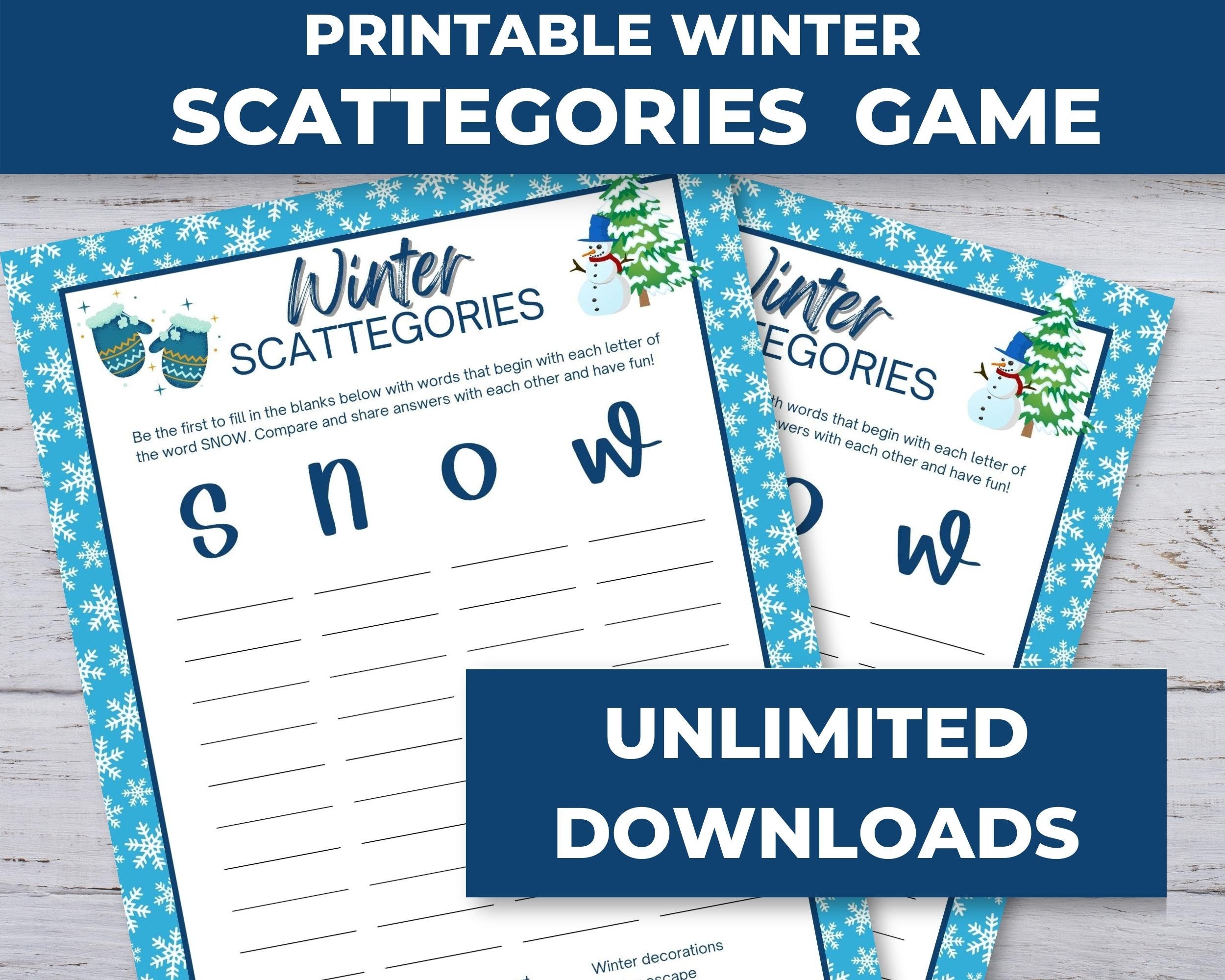 Printable Winter Scattegories Game, Winter Activities for Kids and ...