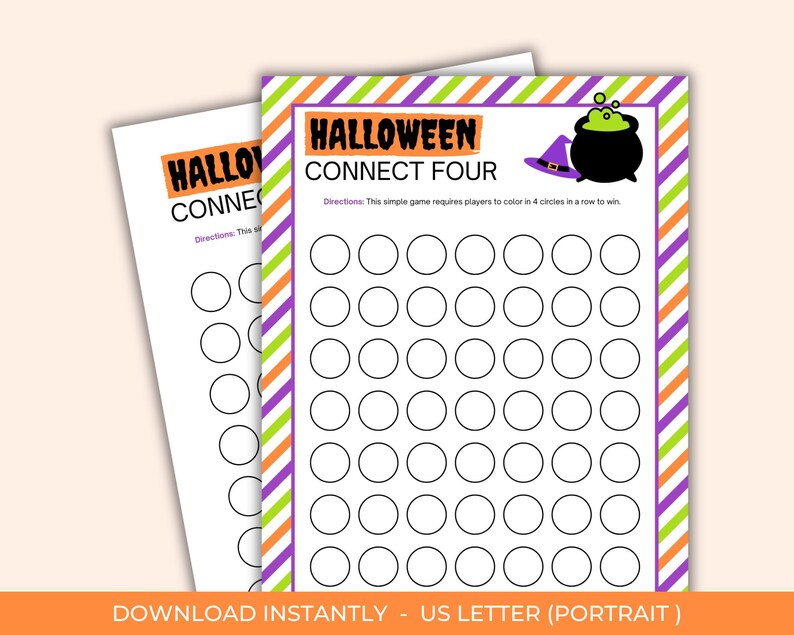Halloween Four in A Row Printable Halloween Game for Kids, Classroom ...
