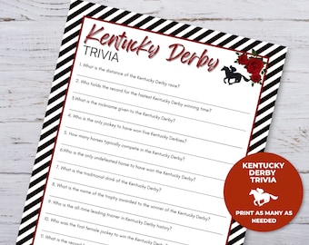 Kentucky Derby Trivia Game - Etsy