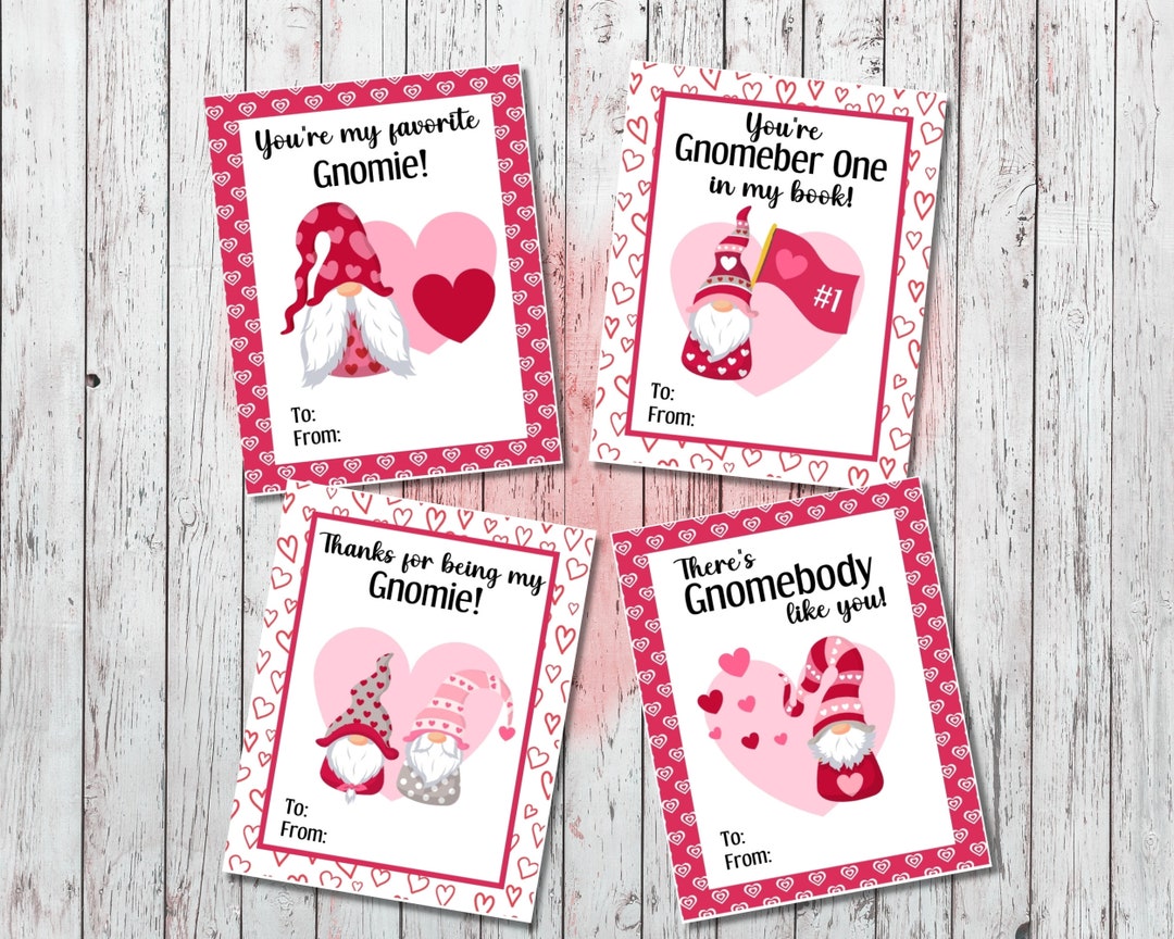 Gnome Valentines Day Card Kid Printable, Printable Gnome Valentine ...