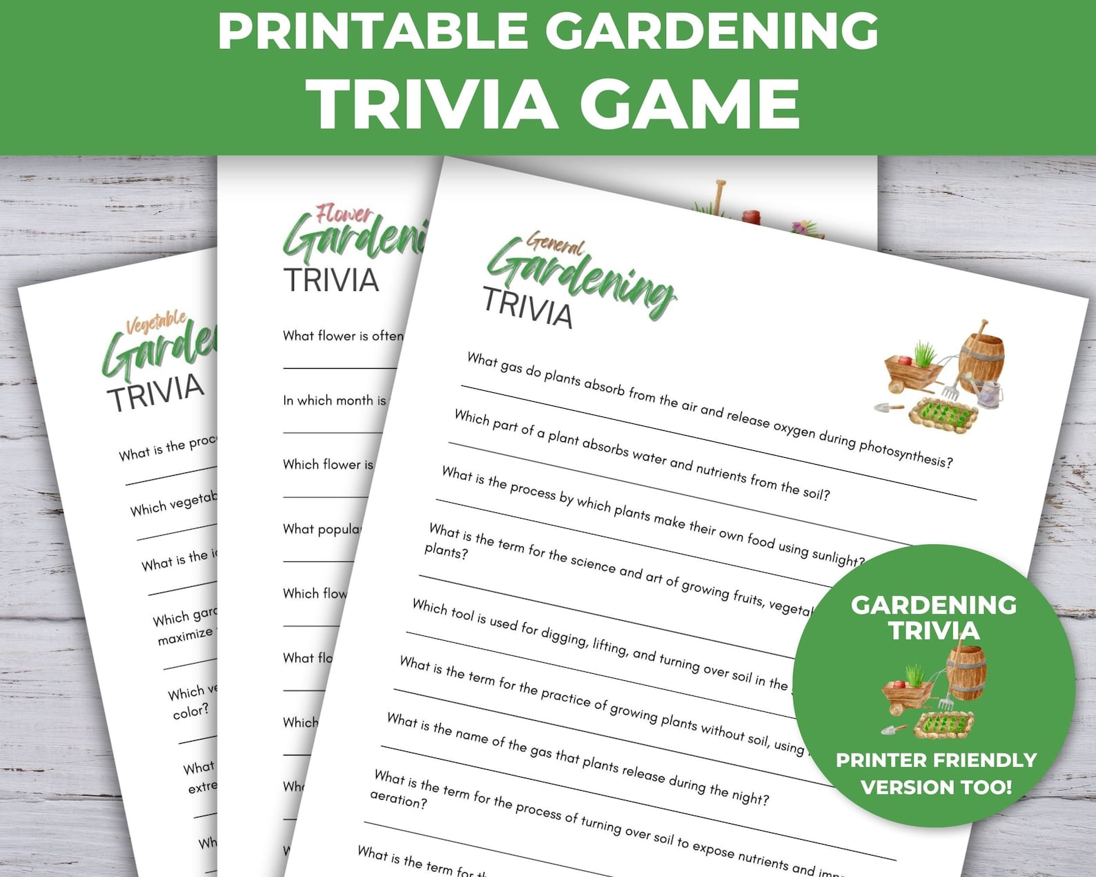 Gardening Trivia, Springtime Printable, Garden Party Games, Garden ...