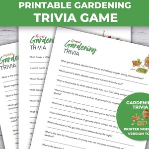 Gardening Trivia, Springtime Printable, Garden Party Games, Garden ...