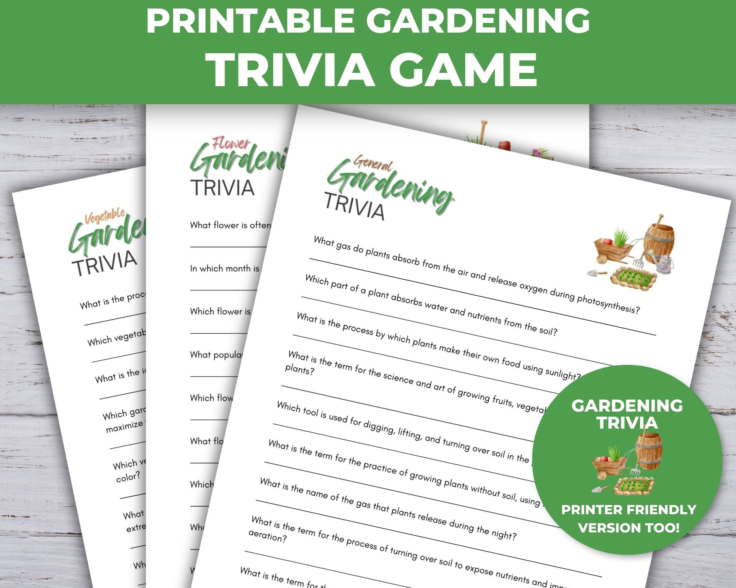 Gardening Trivia, Springtime Printable, Garden Party Games, Garden ...