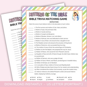 Mothers of the Bible Trivia for Kids, Printable Trivia Game, Bible ...