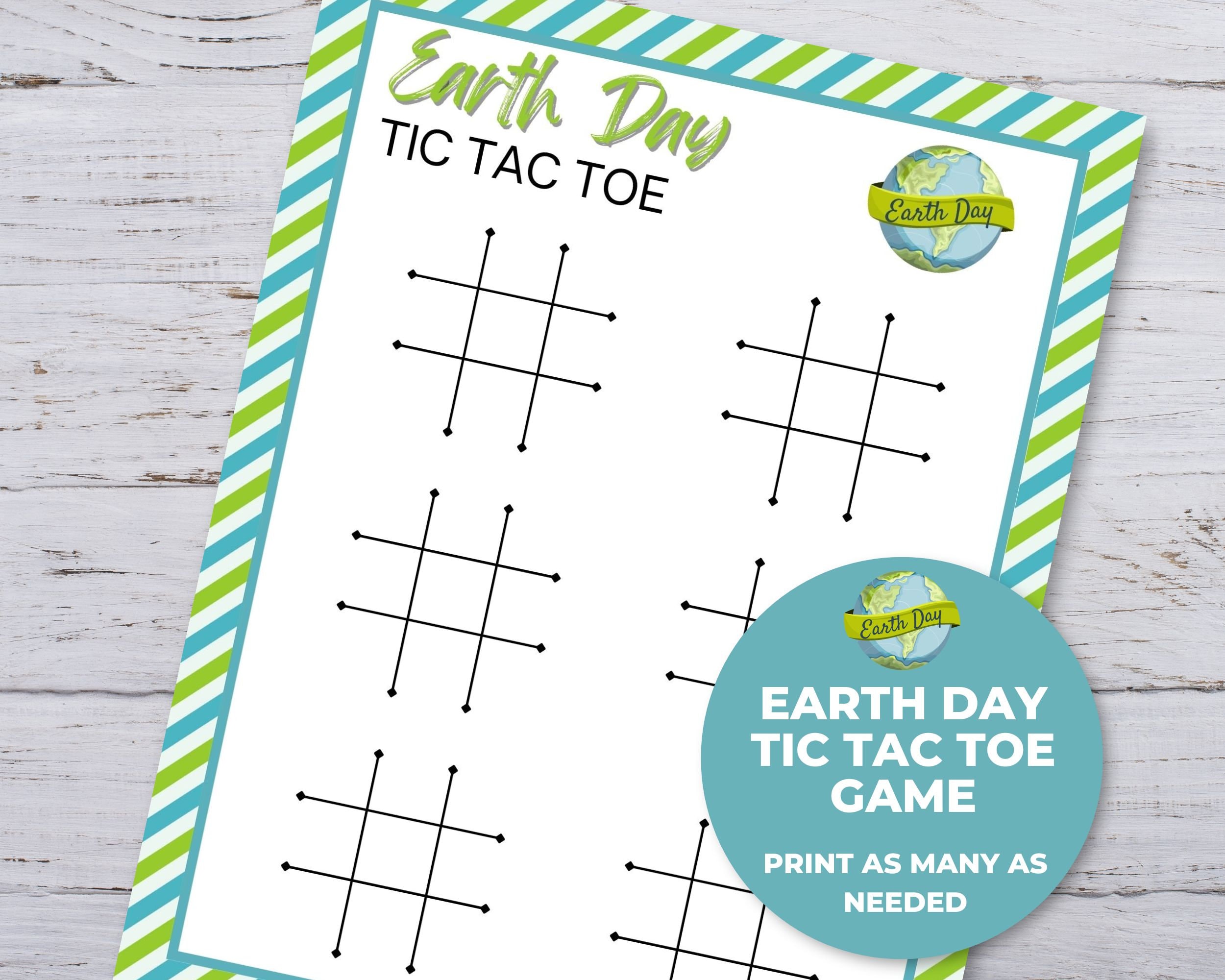 Earth Day Tic Tac Toe Game, Printable Earth Day Game for Kids ...