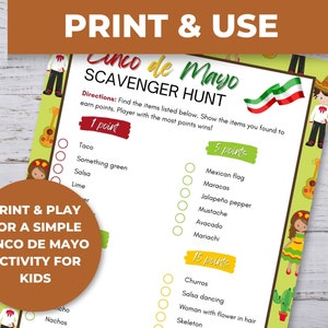 Cinco De Mayo Scavenger Hunt, Fiesta Party Games, Cinco De Mayo ...
