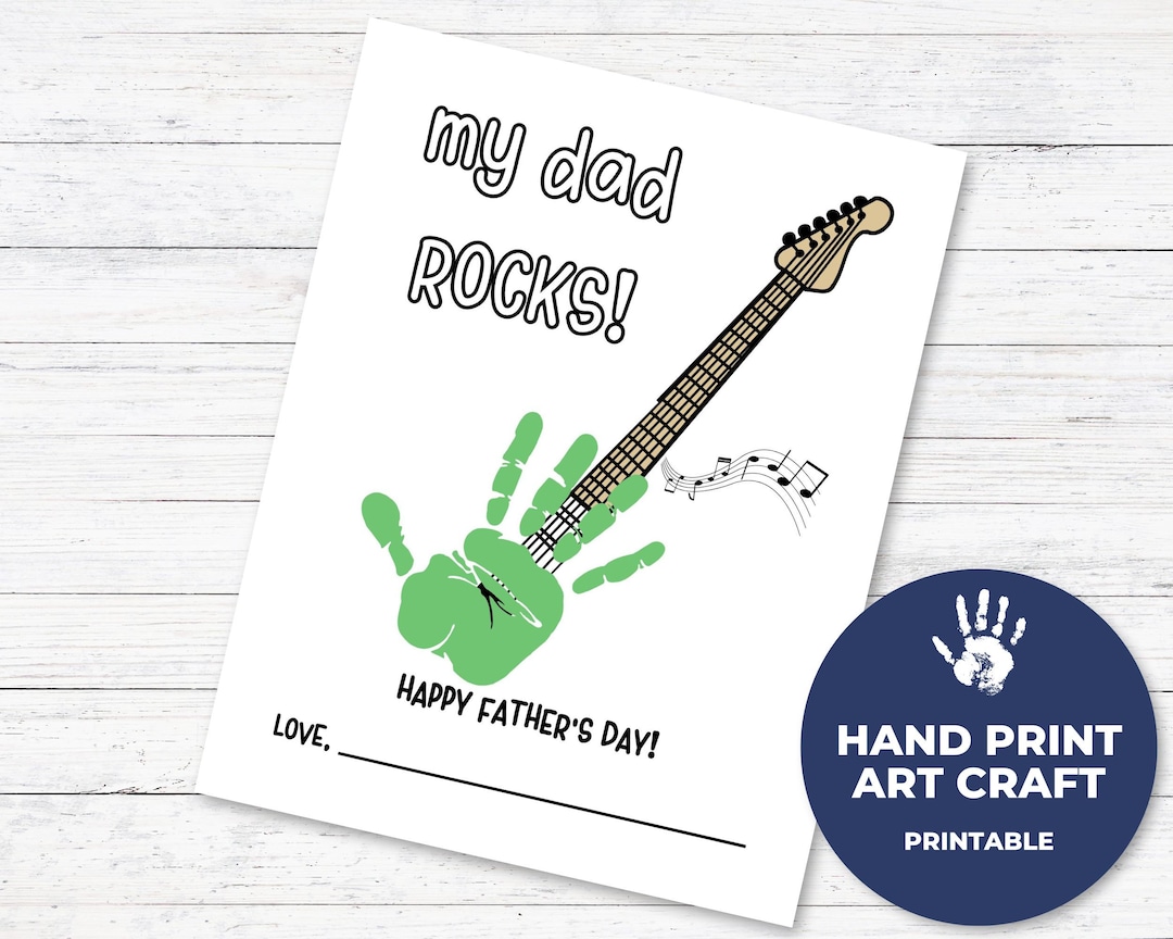 My Dad Rocks Handprint Craft, Father's Day Handprint Keepsake, Father's ...