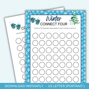 Winter Four in A Row Party Game Printable, Winter Activity, Family ...