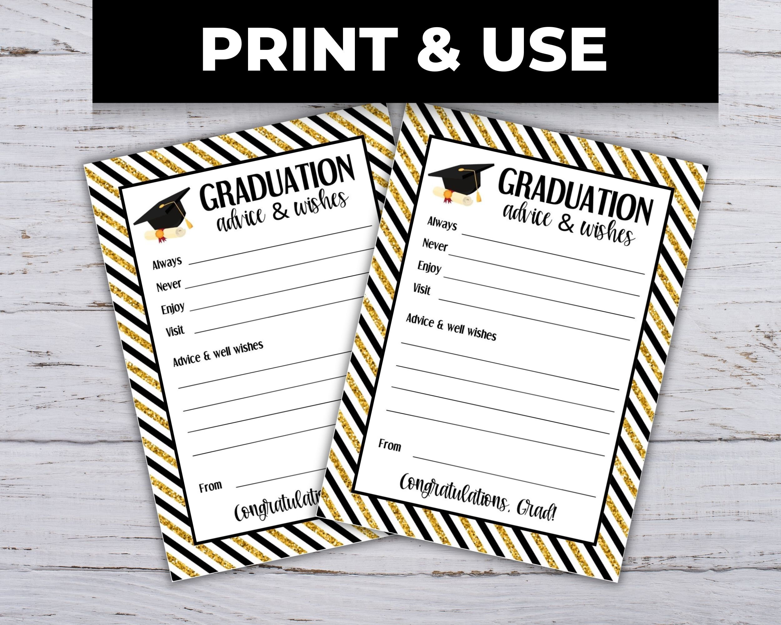 Printable Advice Cards Graduation, Graduation Advice Cards, Words of ...