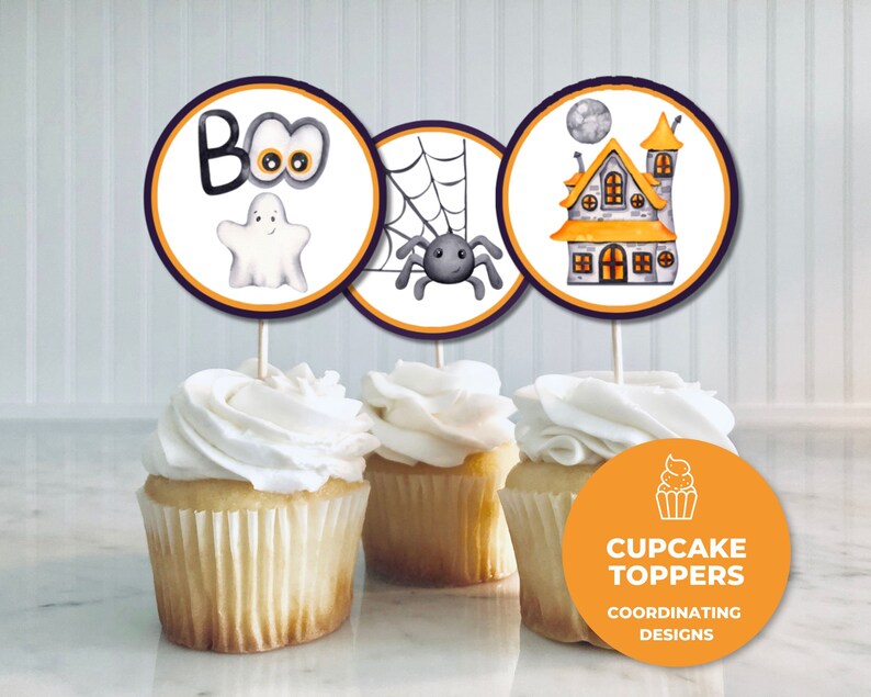 Halloween Cupcake Topper Printable, Halloween Cookie Tags, Cute ...