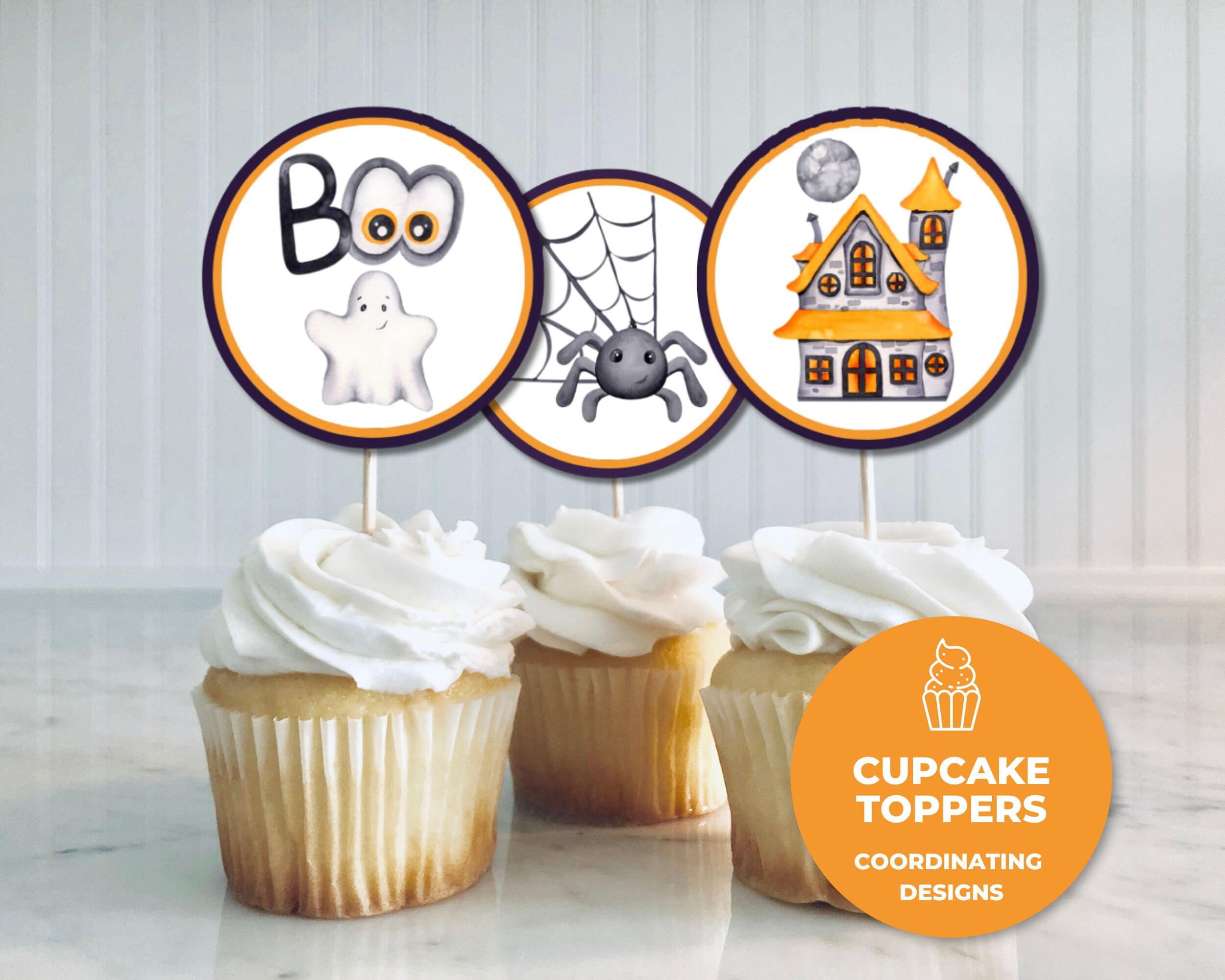 Halloween Cupcake Topper Printable, Halloween Cookie Tags, Cute ...