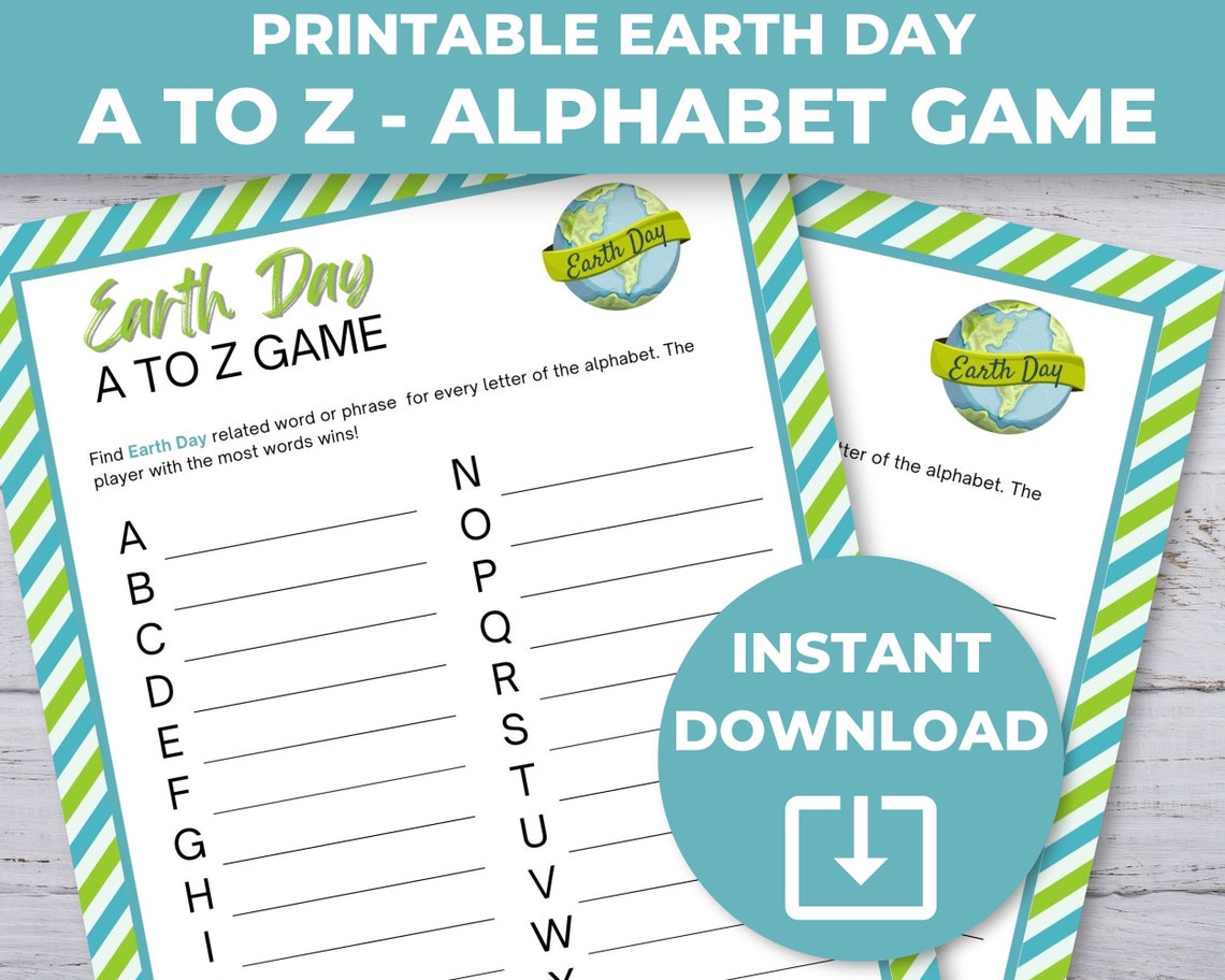 Earth Day A to Z Game, Printable Earth Day Games for Kids, Classroom ...