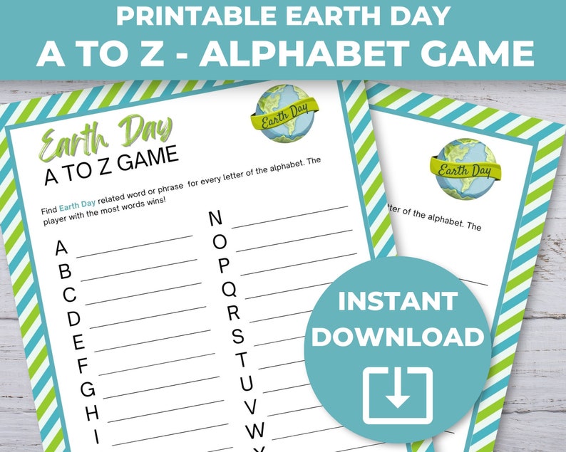 Earth Day A to Z Game, Printable Earth Day Games for Kids, Classroom ...