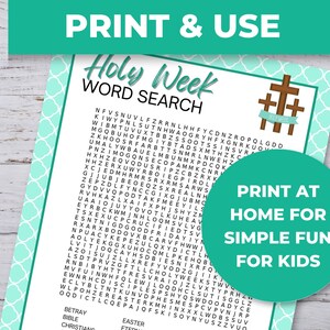 Holy Week Word Search, Easter Activity, Christian Easter, Holy Week for ...