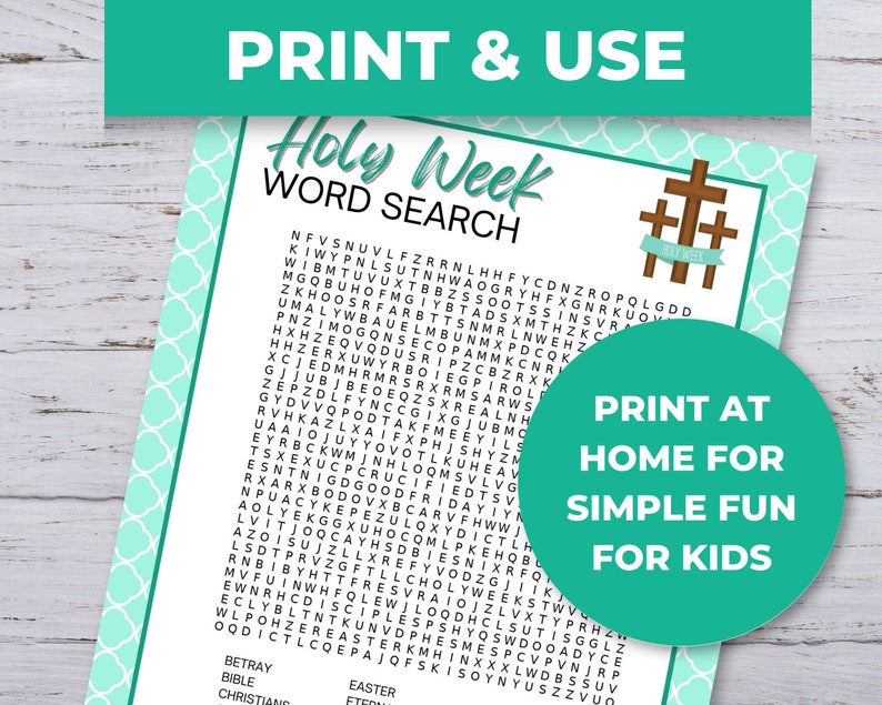 Holy Week Word Search, Easter Activity, Christian Easter, Holy Week for ...