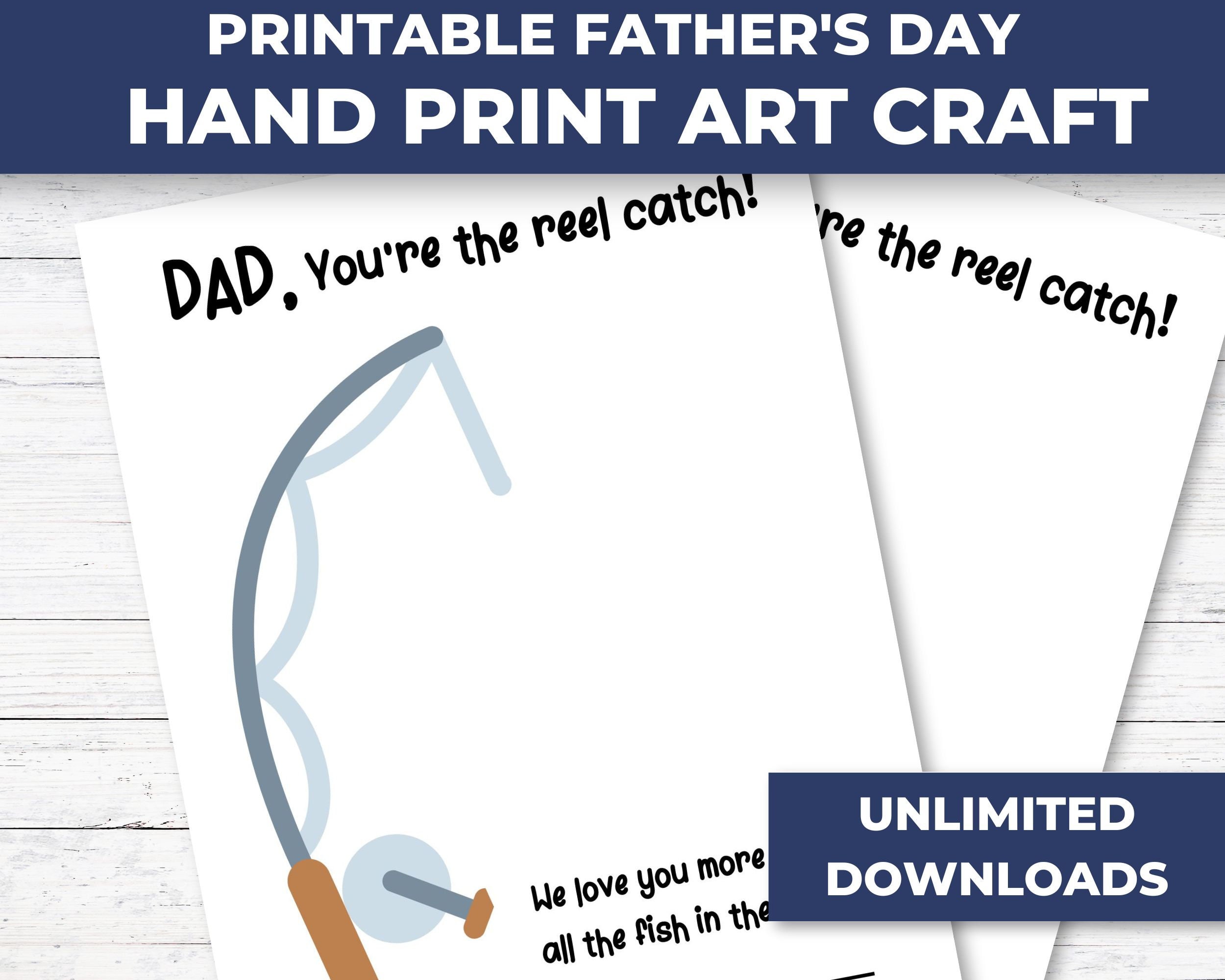You're A Reel Catch Handprint Craft, Father's Day Handprint Keepsake ...