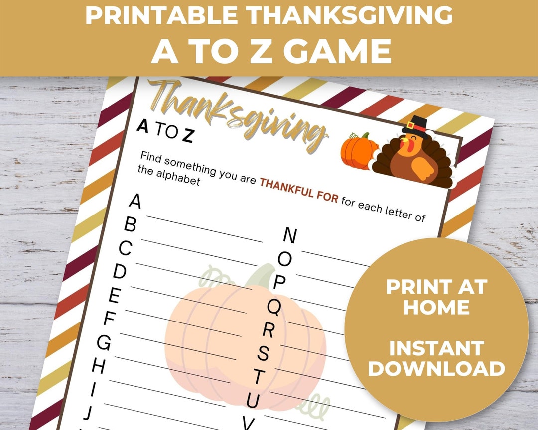Thanksgiving A to Z Game Printable Thanksgiving Game for - Etsy