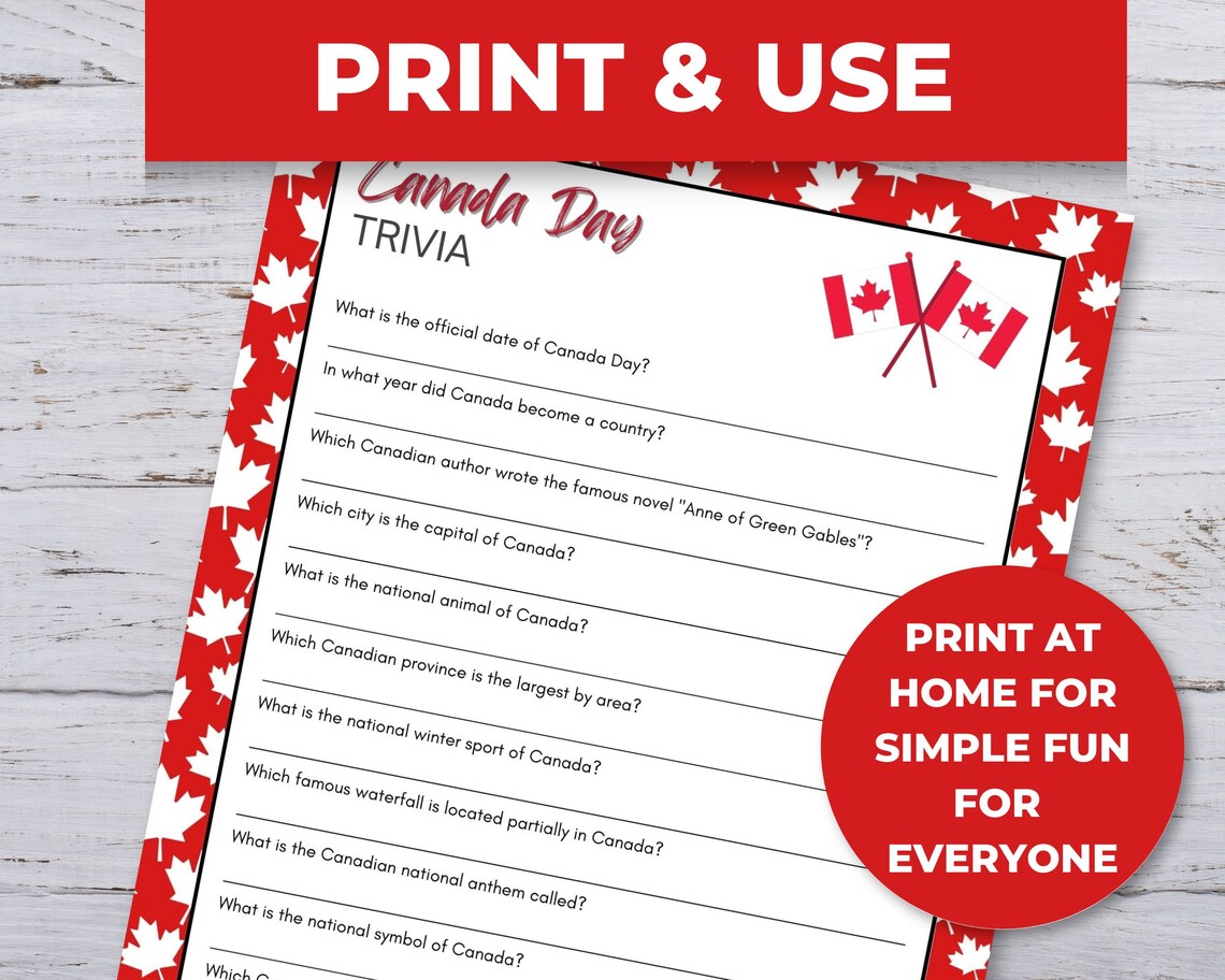 Canada Day Trivia, Printable Canada Day Games, July 1st Games, Kids ...