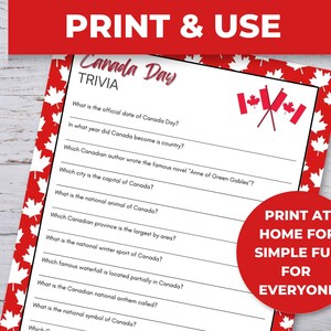 Canada Day Trivia, Printable Canada Day Games, July 1st Games, Kids ...
