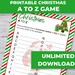 Christmas A to Z Game Printable Christmas Game for Kids - Etsy