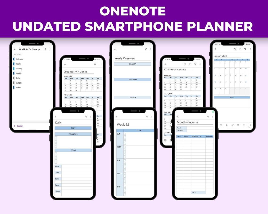 Digital Planner Onenote, Onenote Planner Undated, Onenote Digital ...