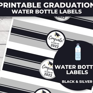Printable Graduation Water Bottle Labels - Congrats! Class of 2022 ...