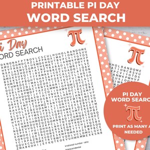 Pi Day Word Search Printable, Pi Day Activities for Kids Printable, Pi ...